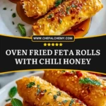 Oven Fried Feta Rolls with Chili Honey