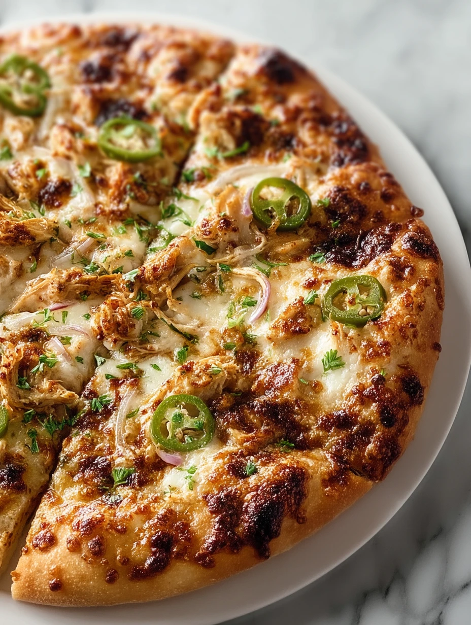 Spicy Chicken and Pickled Jalapeno Pizza